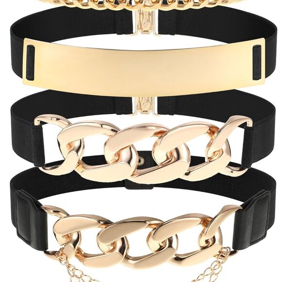 Accessories | 4 Pieces Belts For Women Metal Gold Stretch Waist Belt ...
